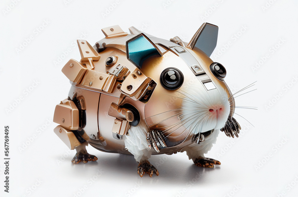 Combat hamster robot in armor, illustration. Animal of the future ...