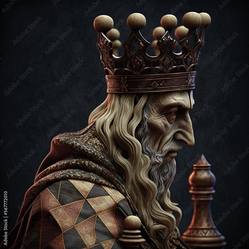King of kingdom with king chess standing first on chess board concepts ...