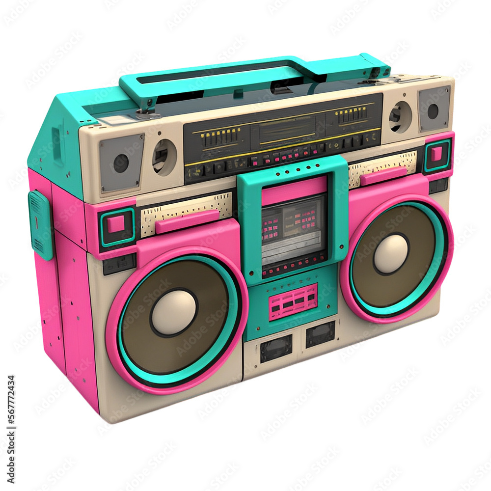 Vintage boombox sound system. 1980s Boom Box Cassette Tape Player. Old ...