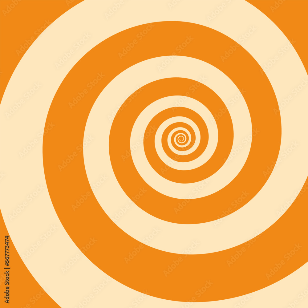 Hypnotic spiral square background. Orange wallpaper with optical ...