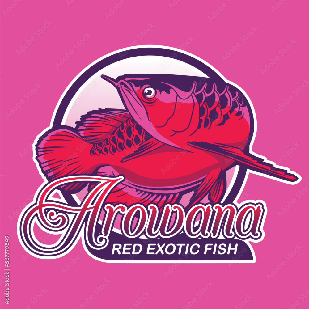 Arowana Fish Logo Design. Red Arowana Fish Mascot Design Stock Vector ...
