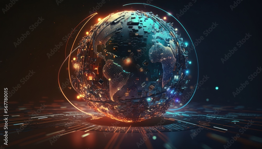 global network connection concept big data visualization communication ...