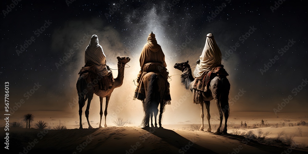 The Three Magi. Generative ai, The sages from the east sit on camels ...