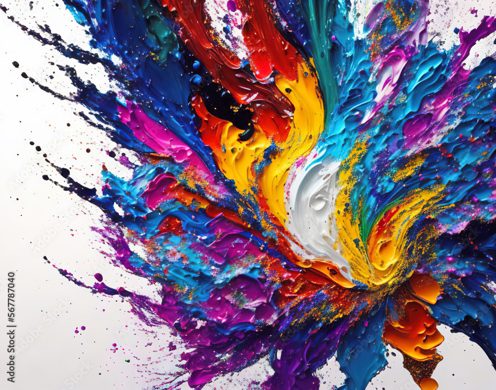 Abstract thick paint drop art wallpaper background with multi-colored ...