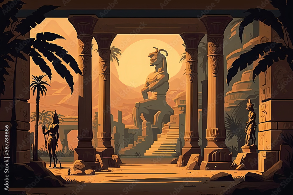 Ancient egypt civilization, Ancient Egyptian temple with stone columns ...