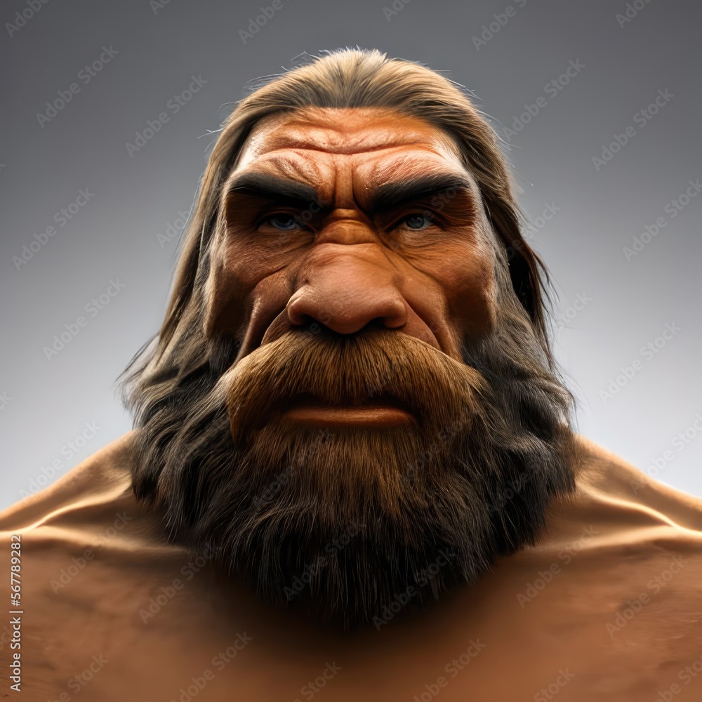 Generative AI illustration of prehistoric caveman ilustração do Stock ...