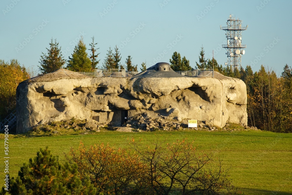 Pre-war concrete infantry blockhouse "Jerab" built in Czechoslovakia as ...