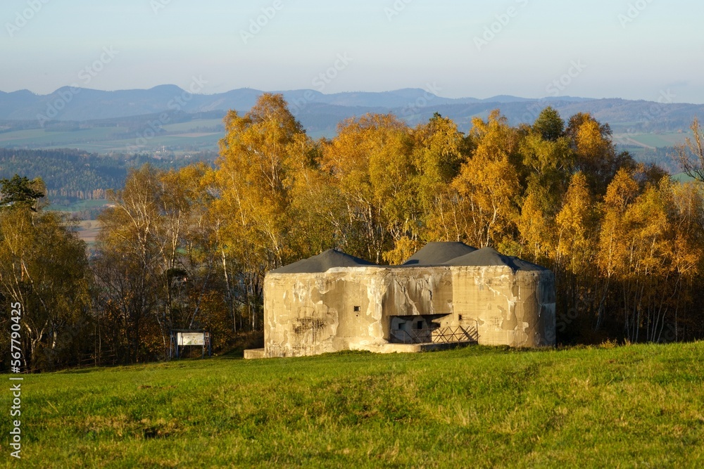 Pre-war concrete infantry blockhousebuilt in Czechoslovakia as a ...