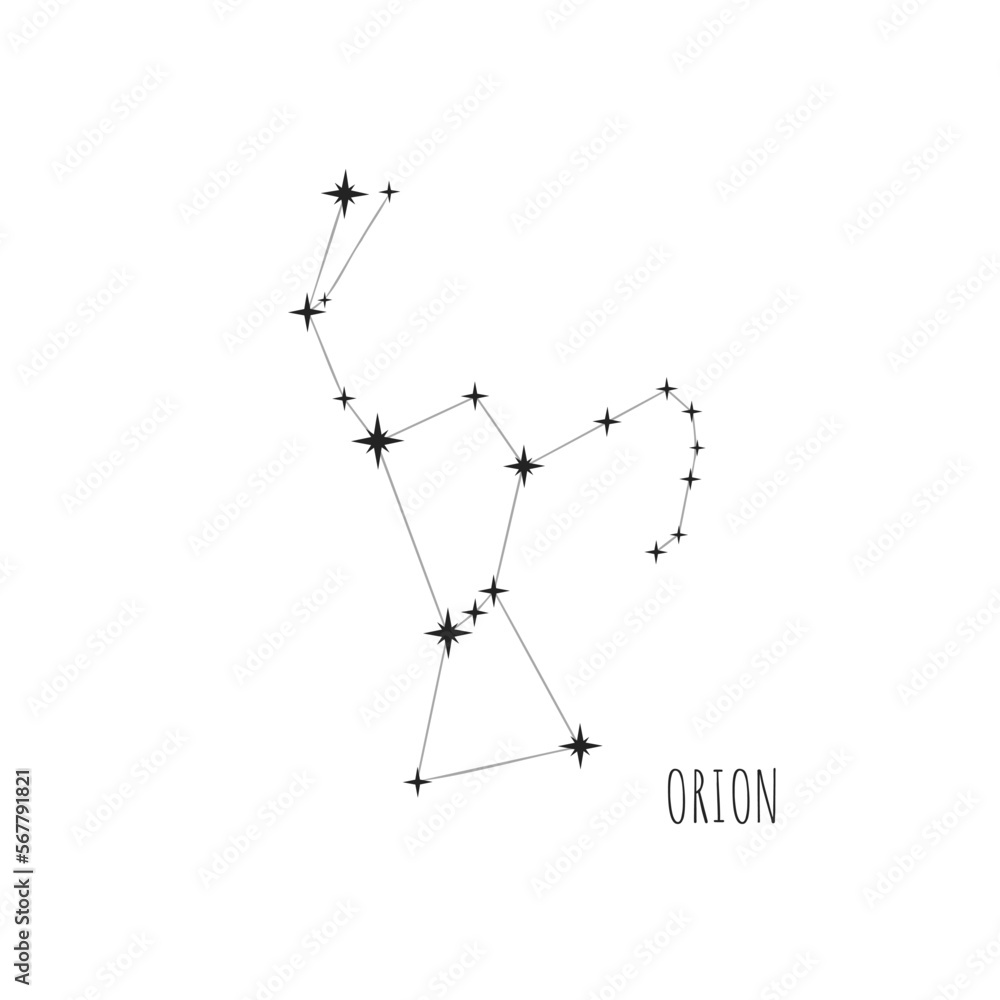 Simple constellation scheme Orion, Big Dipper. Doodle, sketch, drawn ...