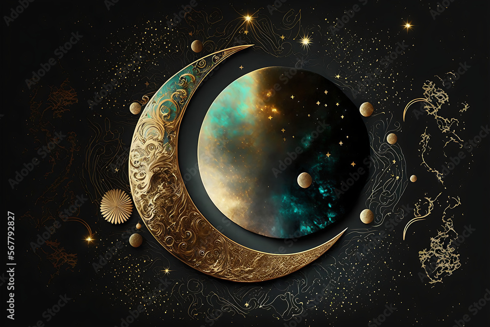 abstract cosmic background with gold metallic foil and marbled textures ...