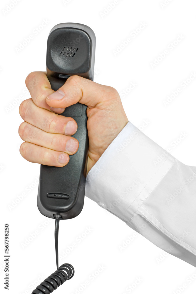 Telephone receiver with hand. Contact suport concept. png transparent ...