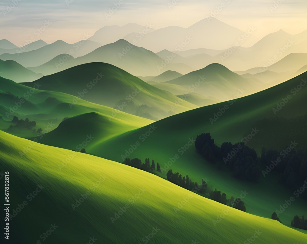 Green curves in nature Stock Illustration | Adobe Stock