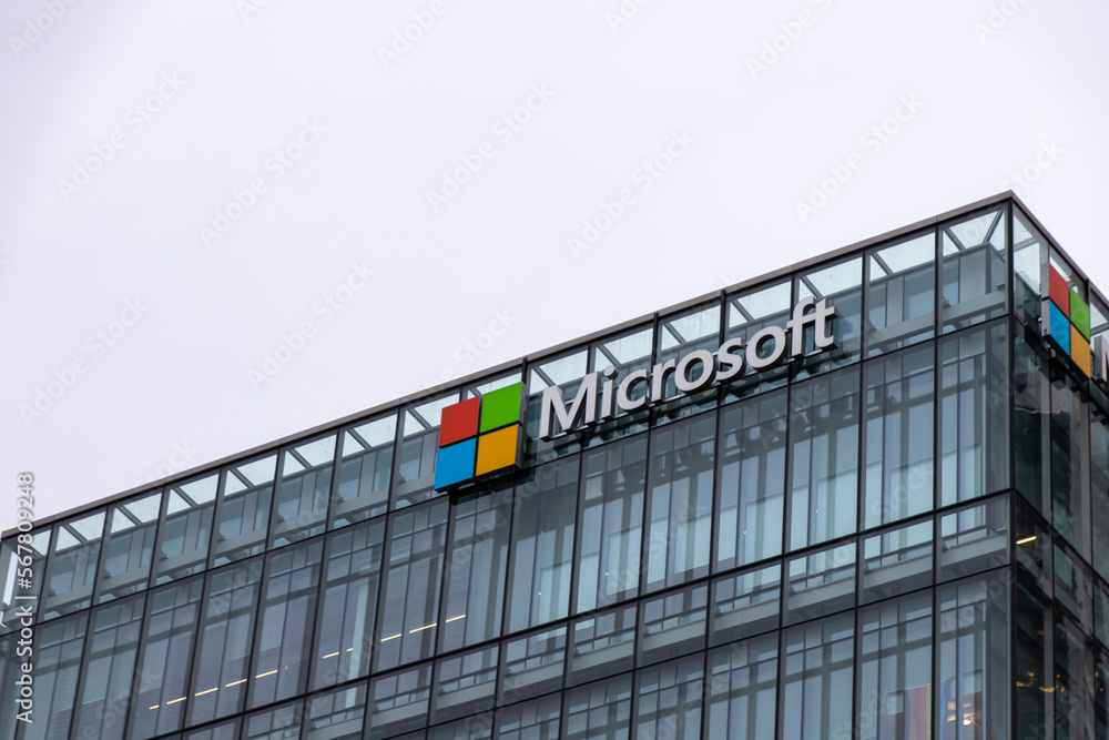 Vancouver, CANADA - Jan 31 2023 : Microsoft’s office building and sign ...