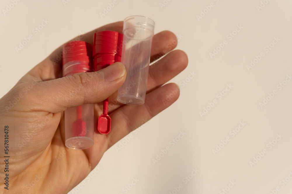 Stool tubes. Feces or stool for Fecal cytology test to diagnosis of ...