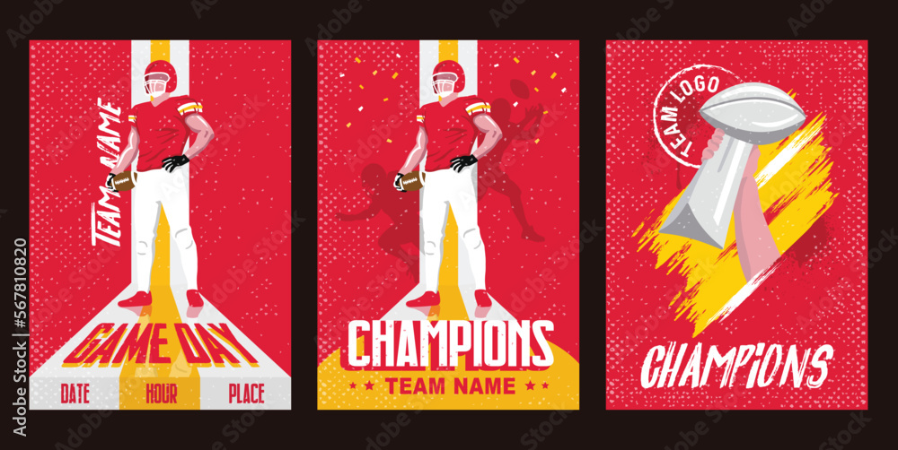 VECTORS. Poster templates for an American Football Team. Uniform colors ...