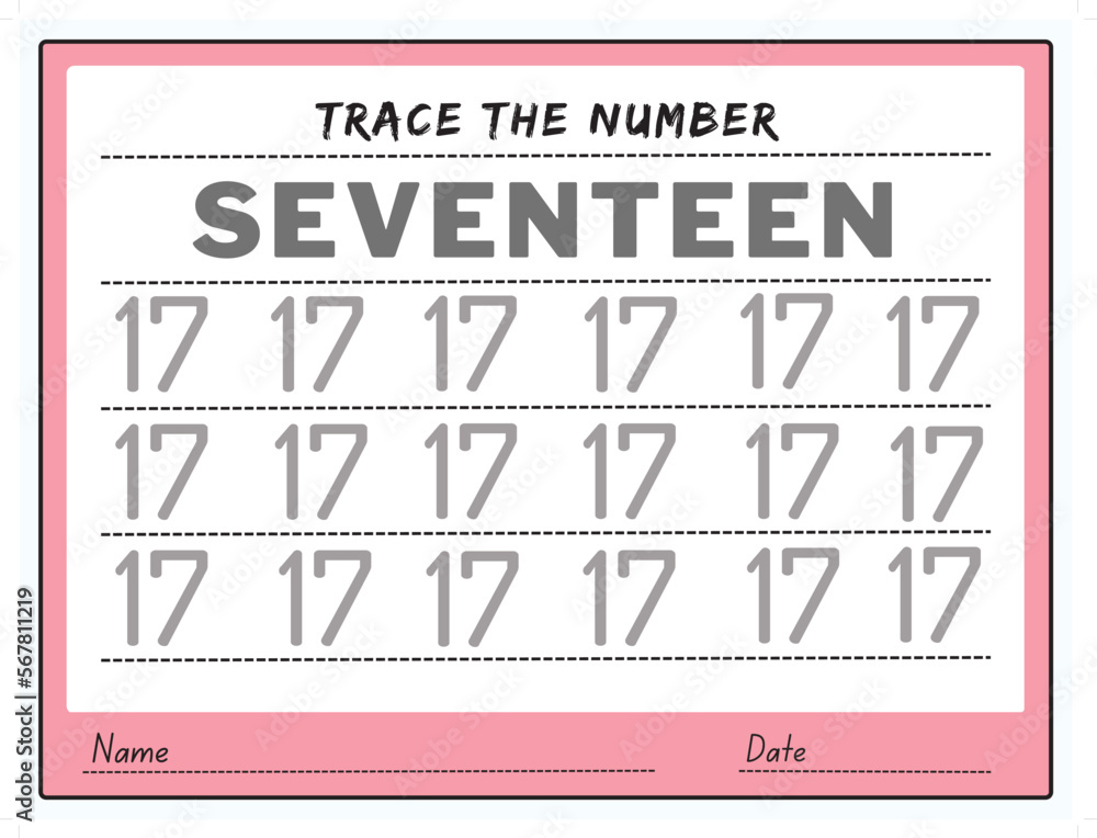 Tracing number Worksheet. Kids learning material. Worksheet for ...