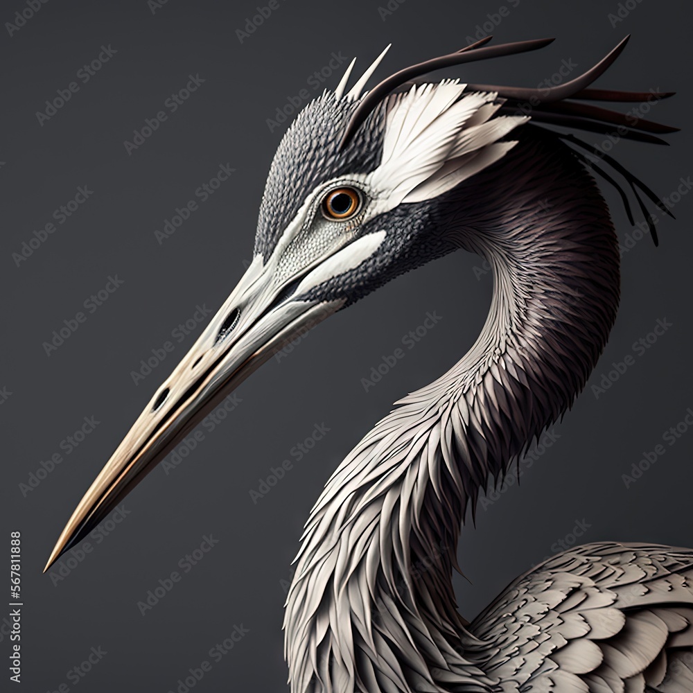 Naklejka a large bird with a long neck and a long neck with a long neck ...