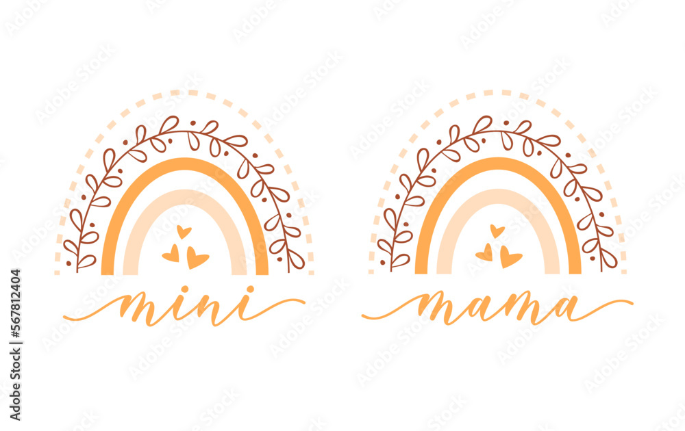 Mama and Mini Rainbow Svg cutting files. Mom and baby boho rainbow ...