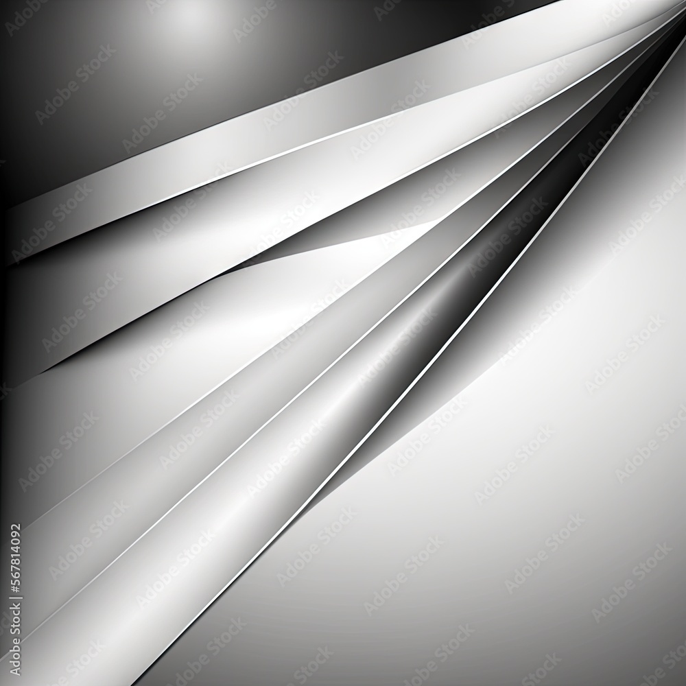 a black and white abstract background with a silver stripe design on ...