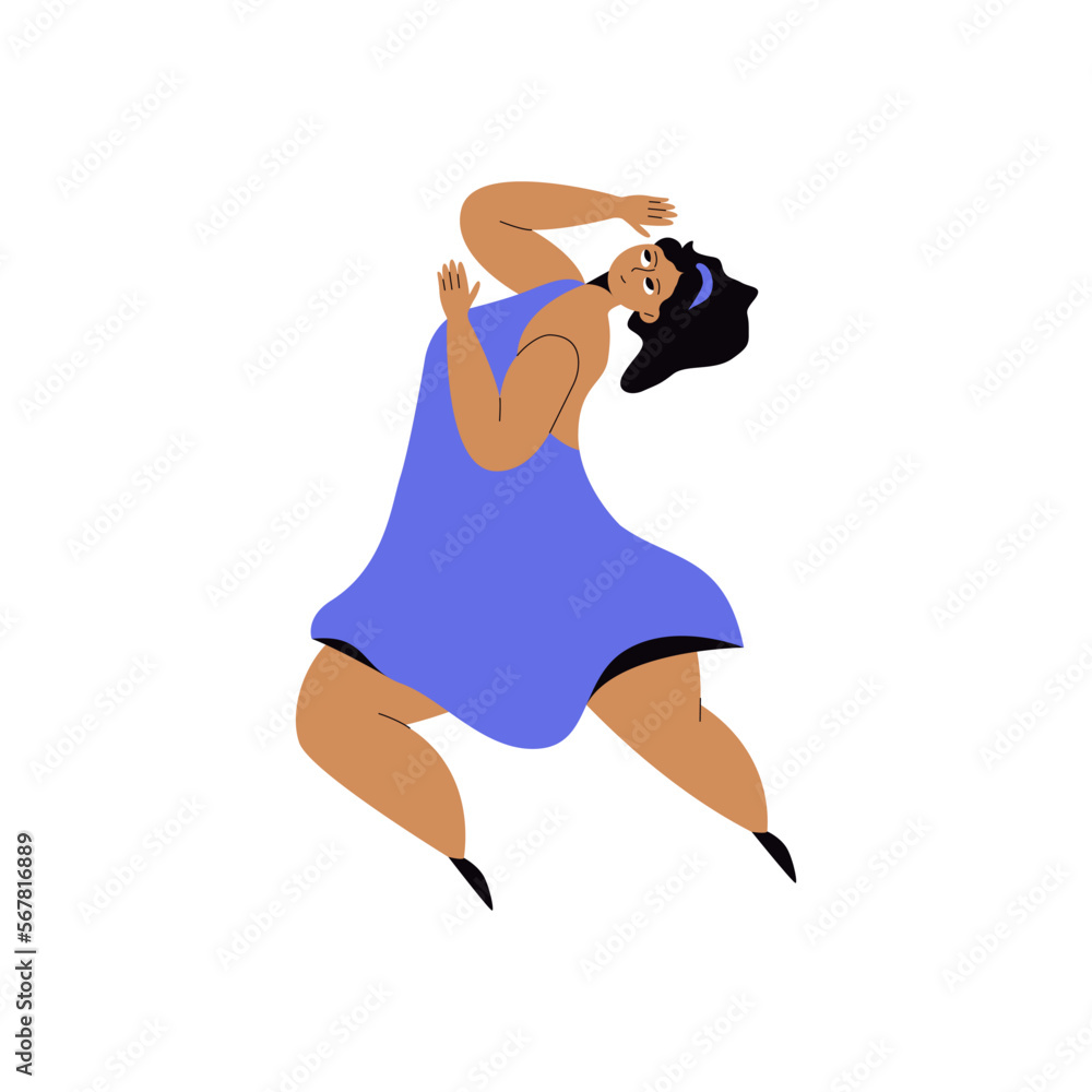 Cartoon dancing woman. Cute happy female character dance have fun ...