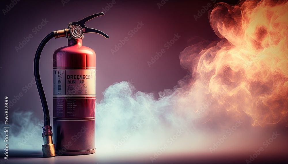 Fire extinguisher, personal safety advertisement template, empty space ...