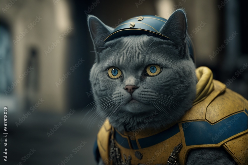 Cat as a soldier of the Ukrainian army created with generative AI ...