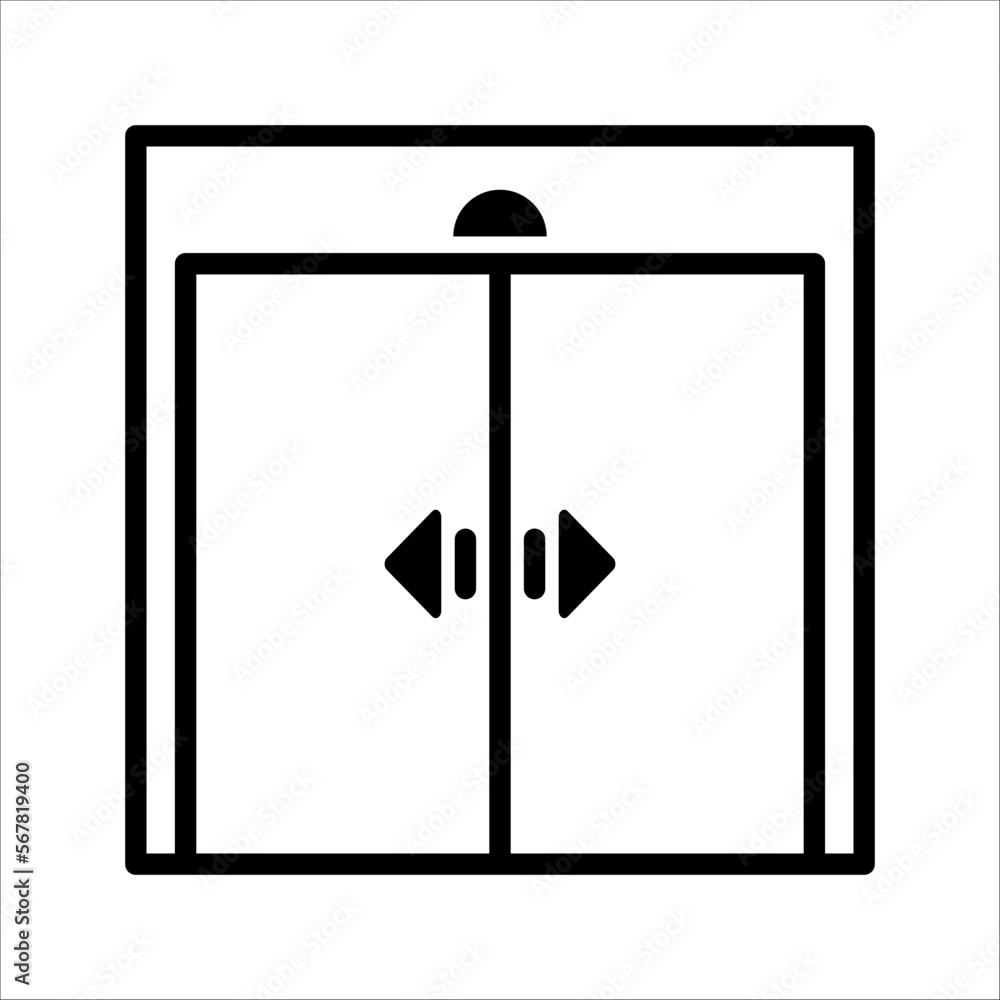 sliding door icon vector. sliding door sign. isolated on white ...