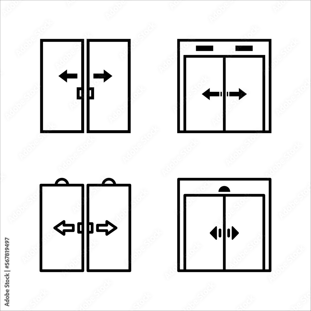 sliding door icon vector. sliding door sign. isolated on white ...