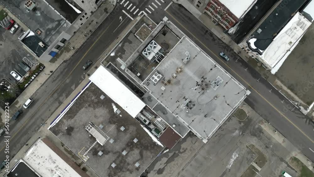Old and historic buildings downtown in the Midwest city of Middletown ...