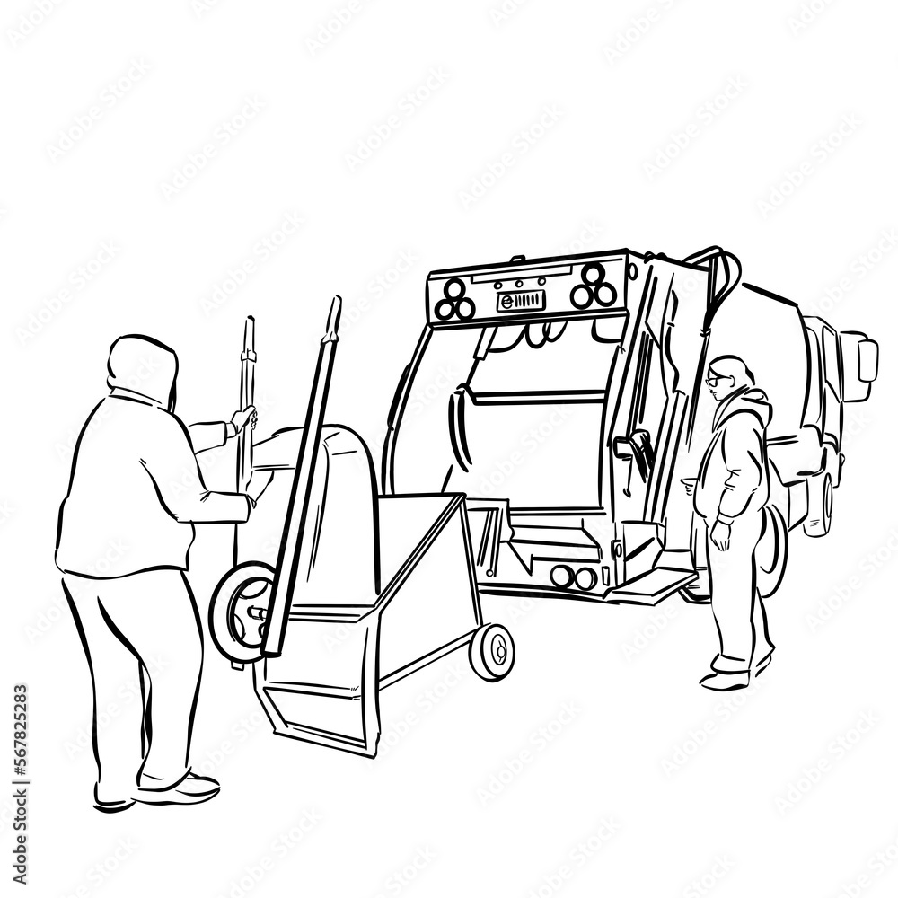 Line drawing at the zoo of the manure truck ilustração do Stock | Adobe ...