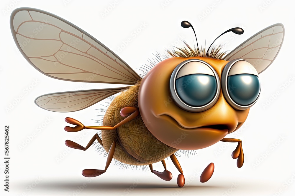 a cartoon bee with big eyes and a silly look on its face, standing ...