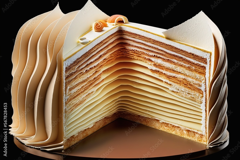 a layered cake with a slice taken out of it's center is shown in this ...