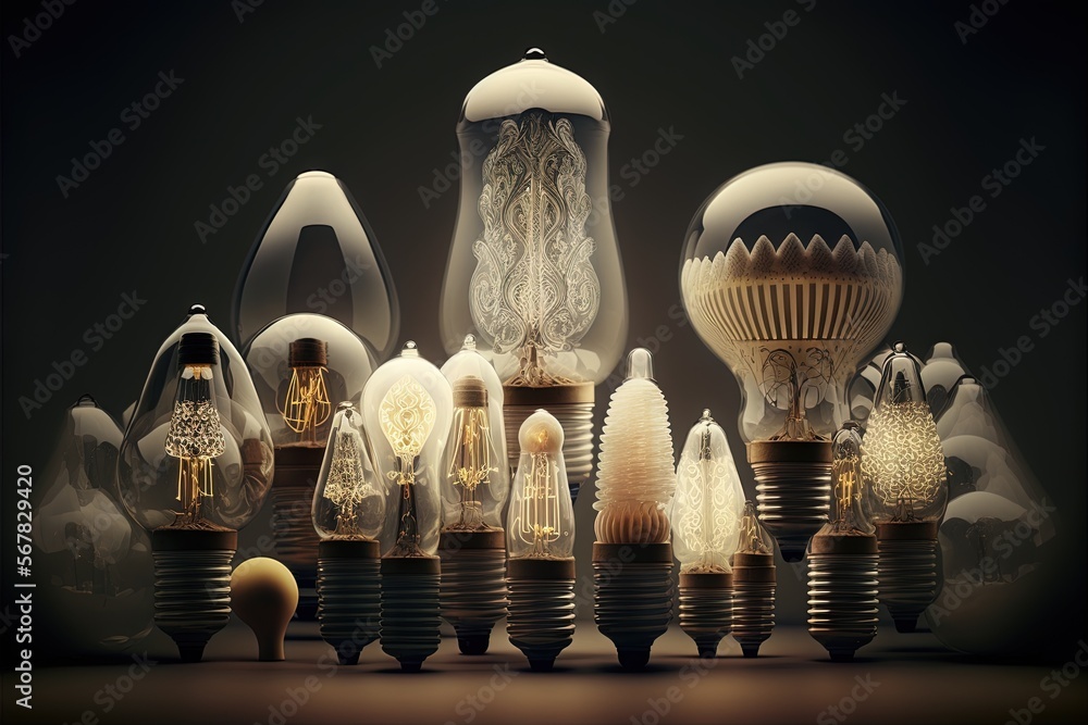 a group of different types of lights on a black background with a black ...