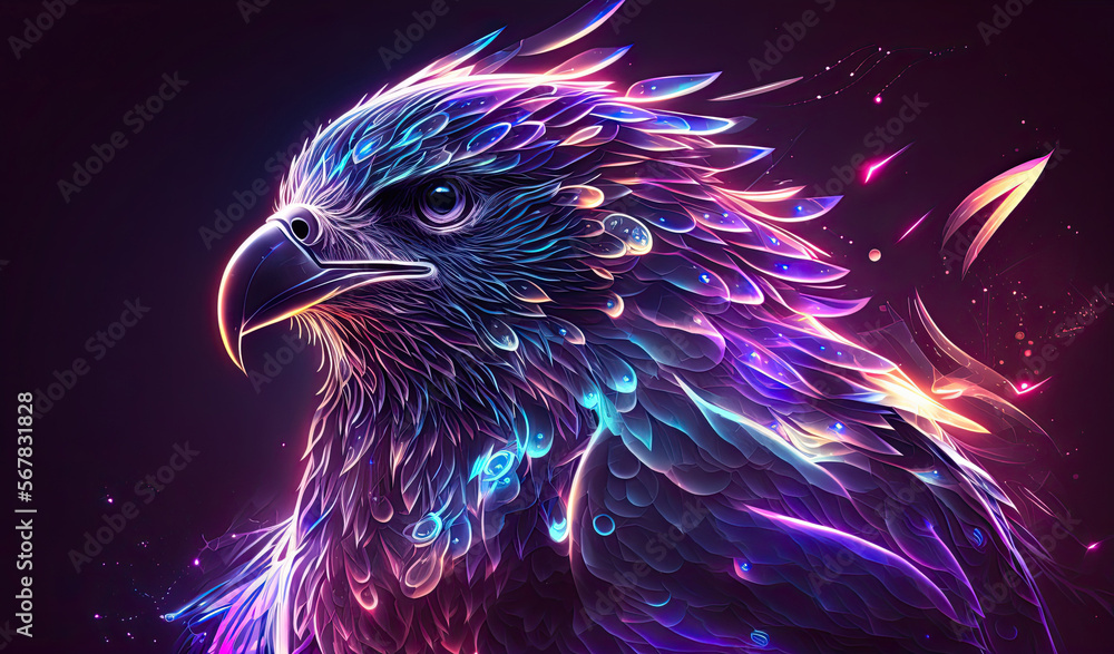 Abstract neon light Eagle, artwork design, digital art, wallpaper ...