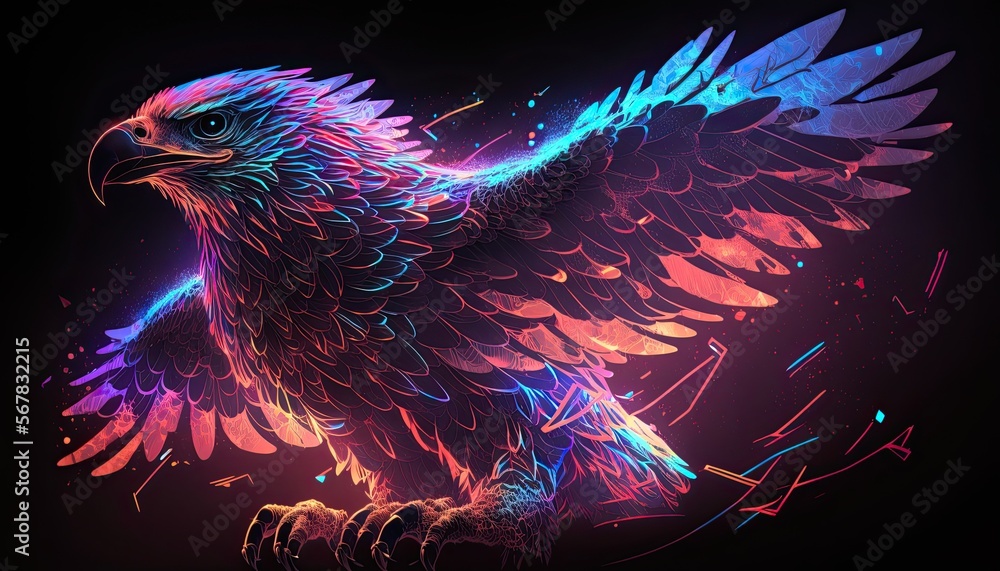 Abstract neon light Eagle, artwork design, digital art, wallpaper ...