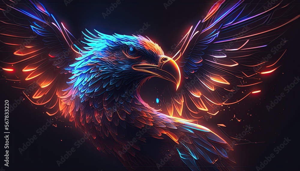 Abstract neon light Eagle, artwork design, digital art, wallpaper ...