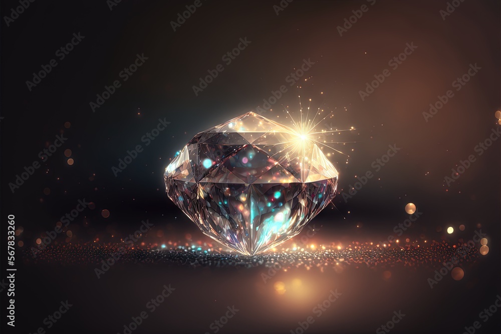 a shiny diamond on a black background with a blurry light around it and ...