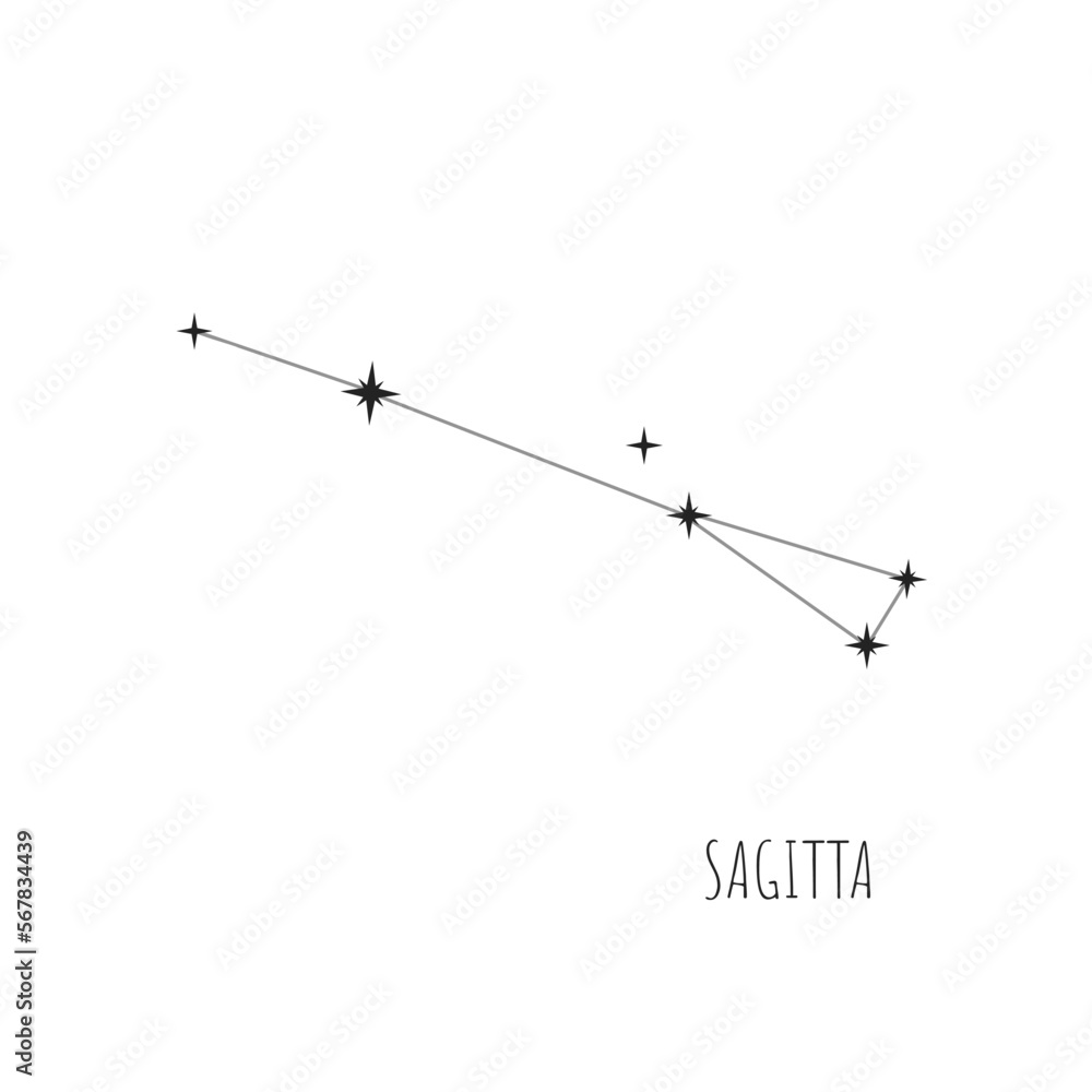 Vector Constellation Sagitta on white background. Doodle, sketch, drawn ...