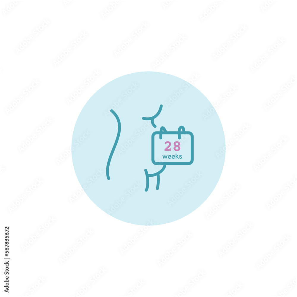 28 weeks of pregnancy symbol. Twenty-eight weeks pregnant vector icon ...