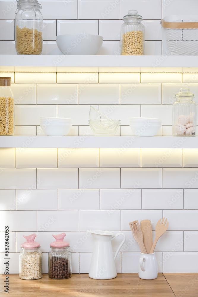 Wood table top, kitchen counter background.For montage product display ...