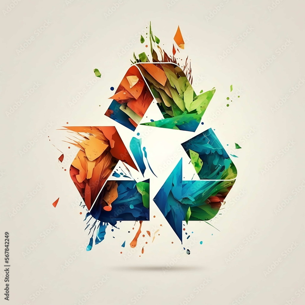 recycle desing flat, generative AI, recycle, reduce, reuse, upcycle ...