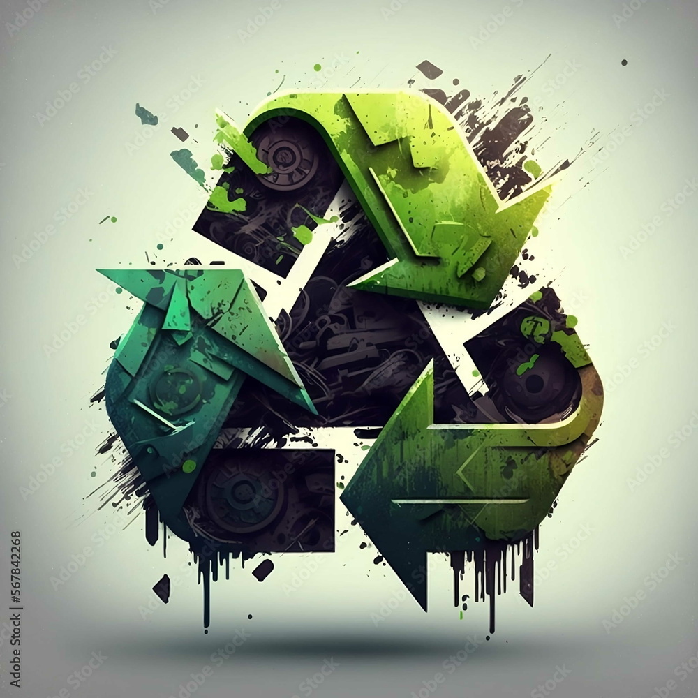 recycle desing flat, generative AI, recycle, reduce, reuse, upcycle ...