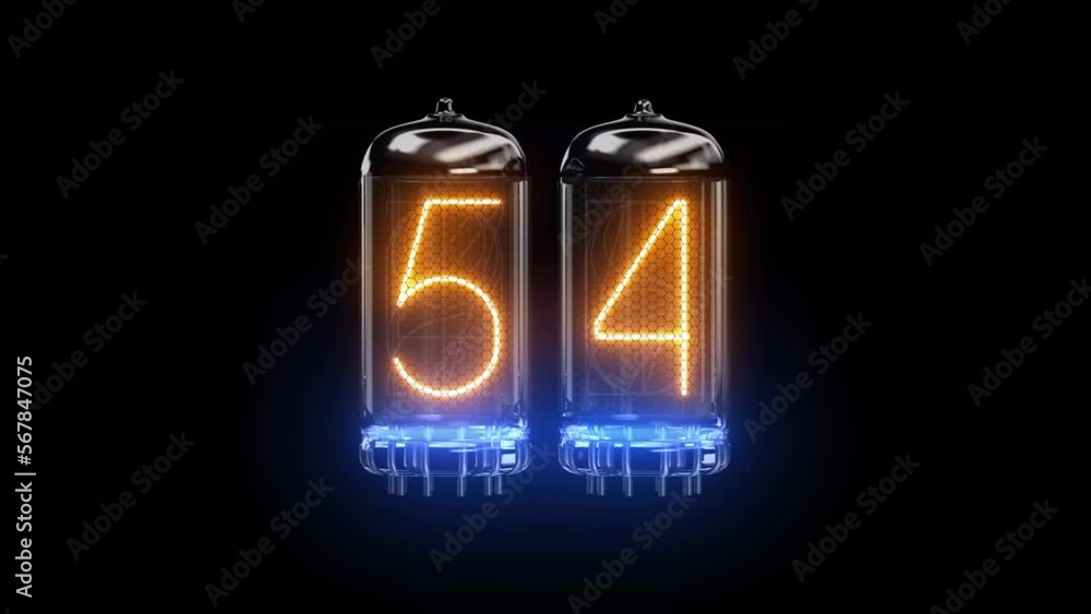 Countdown 60 seconds. Countdown 1 minute. Blue backlight. Nixie tube ...