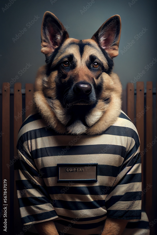 Mugshot of dog in prison, german shepherd in jail clothes, Generative ...