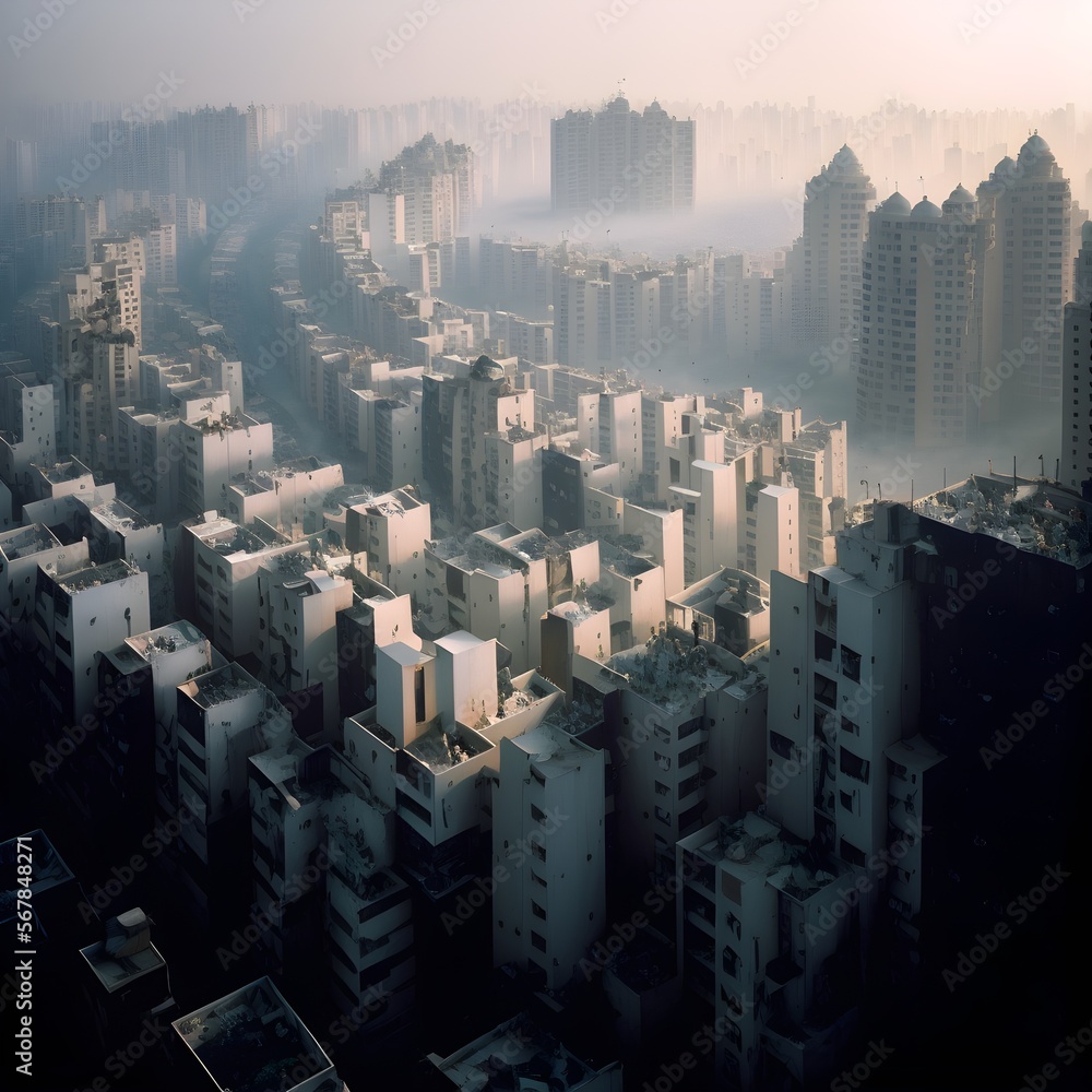 overview drone footage of overcrowded city in mumbai designed by ...