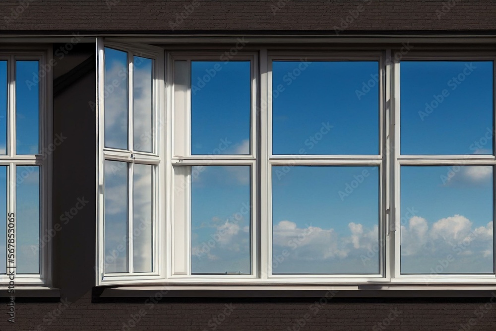 installation of white standard plastic windows profile with triple ...