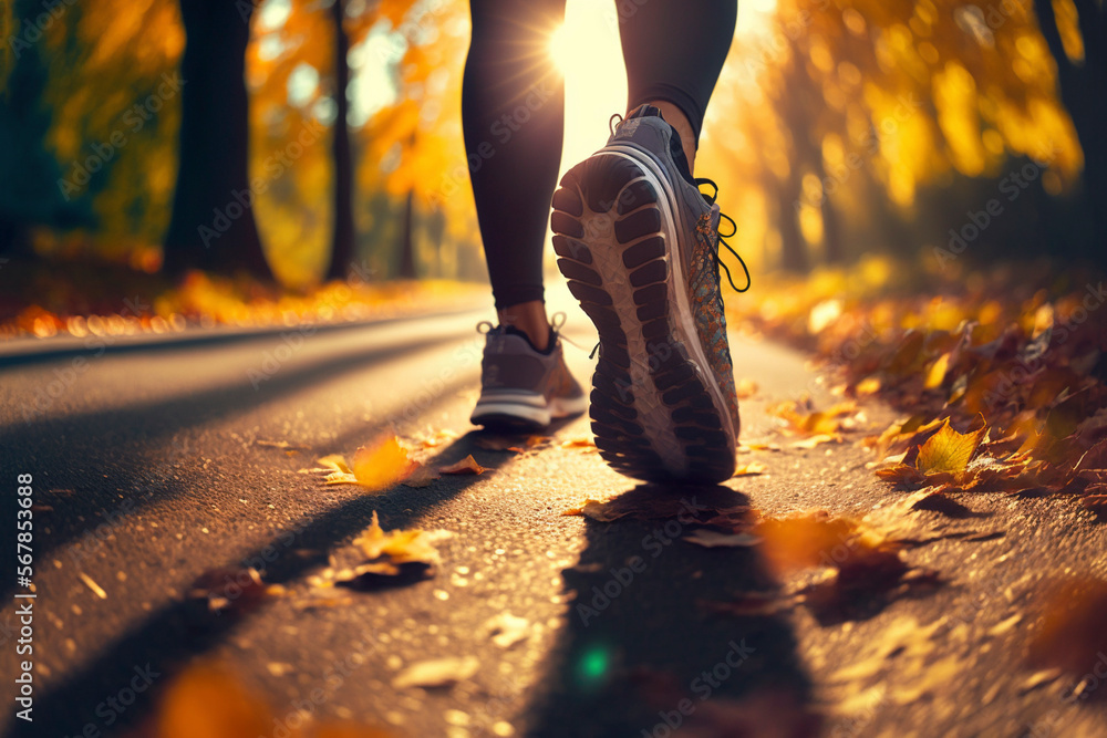 Autumn running concept created with generative Ai technology Stock ...
