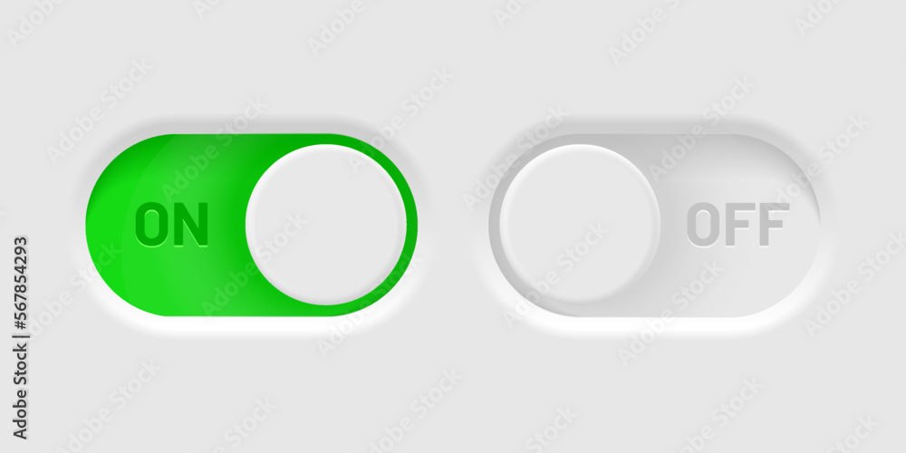 3d on and off toggle switch icons. Switch toggle buttons ON OFF ...