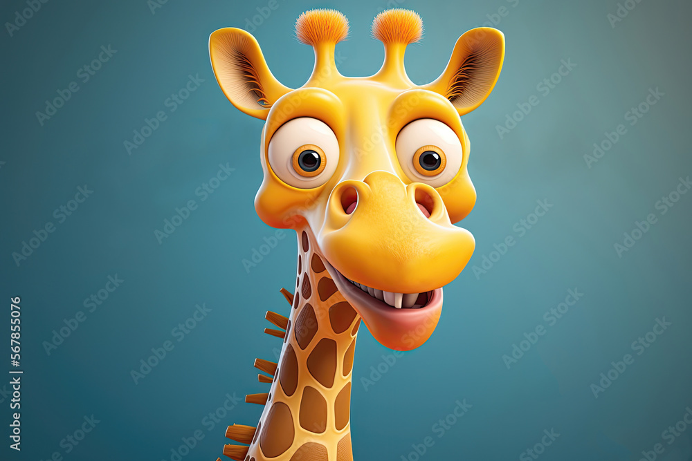 Cute 3D cartoon of giraffe character. Generative AI Stock Illustration ...
