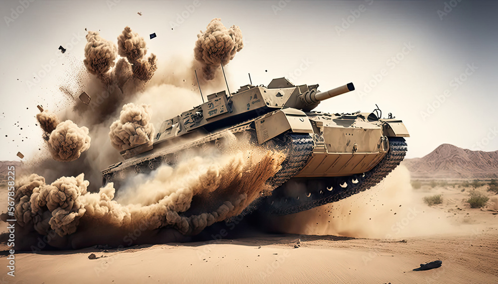 Military Tank Jumping in Action Shot-AI Generated Stock Illustration ...